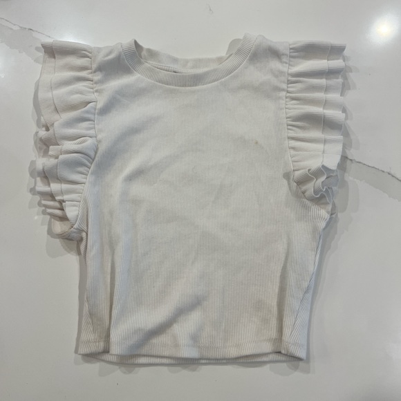 Zara | Tops | Zara White Ruffle Top | Poshmark